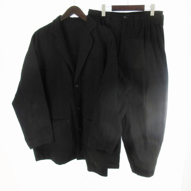 【中古】ポータークラシック Porter Classic セットアップ 上下 ジャケット 3Ｂ パンツ タック ブラック 黒 コットン Ｍ メンズ