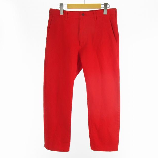 【中古】コムデギャルソンオムプリュス COMME des GARCONS HOMME PLUS ポリ縮 縮絨加工 パンツ  PF-P050 赤 S AD2020