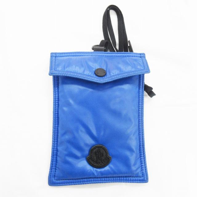【中古】モンクレール MONCLER スマホケース フォンケース フォンポーチ ネックポーチ ミニ バッグ ブルー 青 ブラック