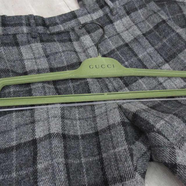 中古】グッチ GUCCI ワイドパンツ スラックス チェック ダブル グレー