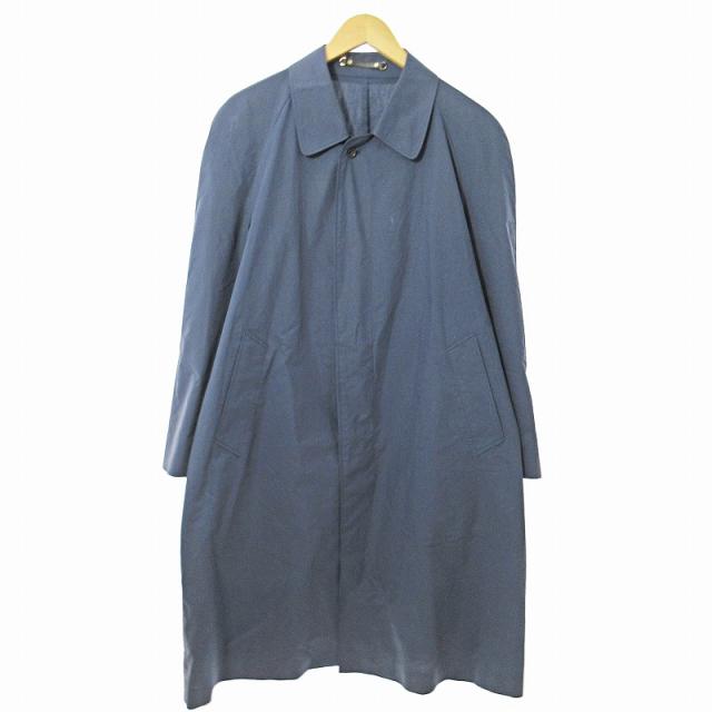 【中古】ランバン LANVIN ステンカラーコート ジャケット ロング 46-44 紺 ネイビー 0624 ●ECO メンズ