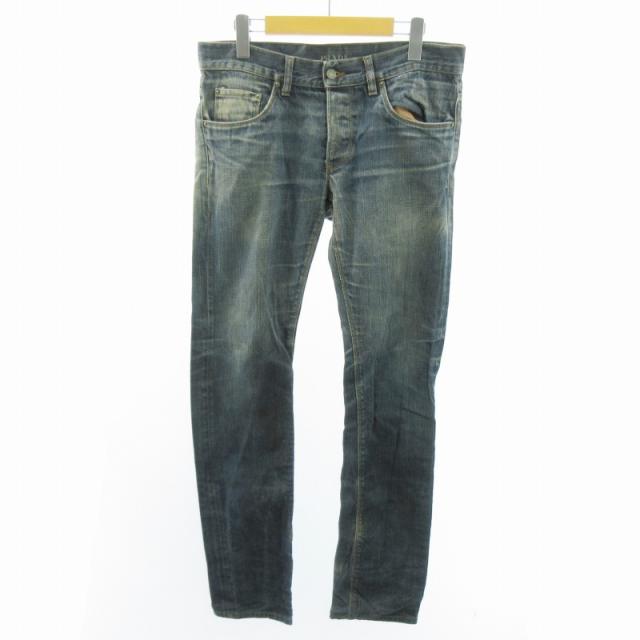 【中古】プラダ PRADA テーパードフィット TAPERED FIT デニムパンツ ジーンズ ボタンフライ 30 インディゴブルー 0702 ●ECO メンズ