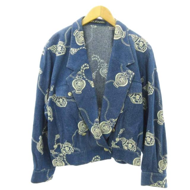 【中古】レオナール LEONARD ヴィンテージ 金ボタン テーラード ジャケット シルク 刺しゅう 11R 約L IBO71