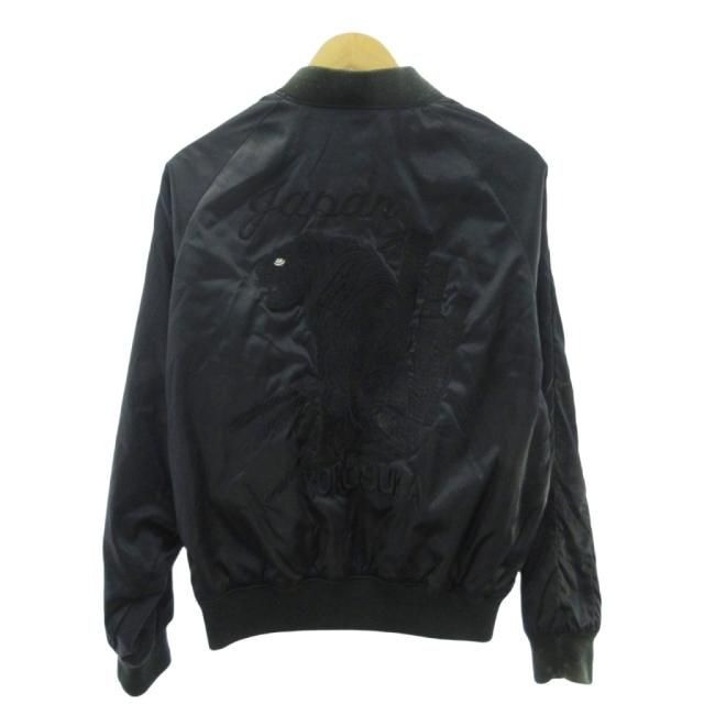 【中古】Hoshihime ホシヒメ スカジャン 中綿ジャケット 内キルティング 刺しゅう 顔虎 黒 ブラック F フリー メンズ