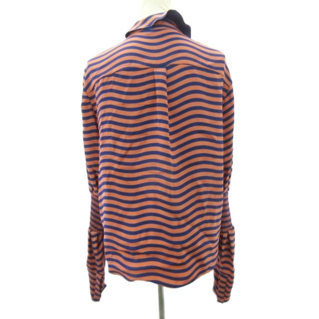 中古】フェンディ FENDI 美品 変形 シルク シャツ ブラウス ボーダー