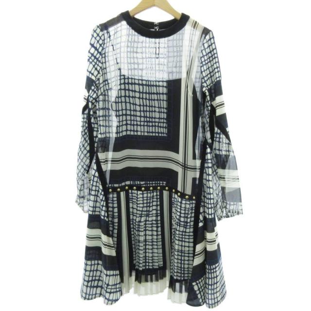 【中古】サカイ sacai 美品 プリーツ チェック ワンピース スカート スタッズ ロング マルチカラー 1 約S 16-02762