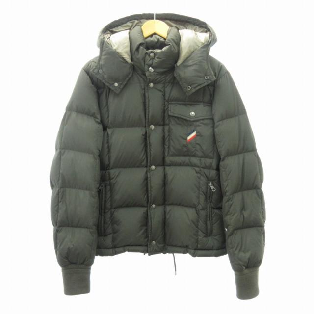 【中古】モンクレール MONCLER ALBAN アルバン ダウンジャケット コート トリコロール カーキ 2 約M