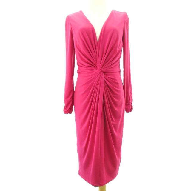 【中古】タダシショージ TADASHI SHOJI ドレープ ドレス ワンピース ギャザー ロング ピンク S レディース