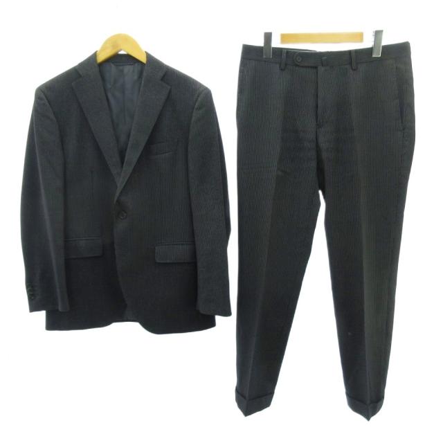 【中古】美品 ロロピアーナ生地 130s シングルスーツ セットアップ イタリア生地 グレー系 上165cm 下170cm 約M