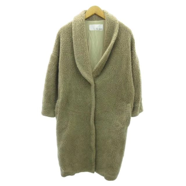 【中古】ウィムガゼット Whim Gazette ボア コート ロング丈 F ベージュ 1104 レディース