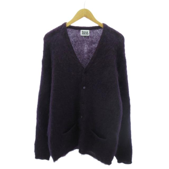 【中古】ステップアヘッド STEP AHEAD 美品 モヘアカーディガン ニット 長袖 L 紫 パープル 1104 メンズ