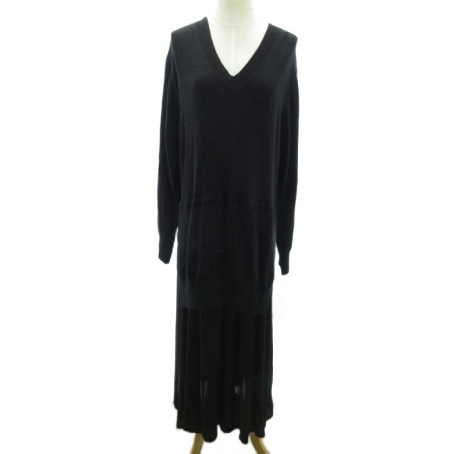 【中古】未使用品 ハウス オブ ロータス HOUSE OF LOTUS タグ付き 22SS 切替 ワンピース スカート ロング ブラック M