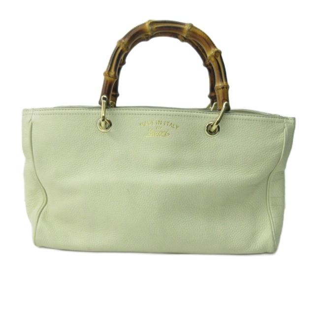 【中古】グッチ GUCCI バンブー 2way ハンドバッグ ショルダーバッグ レザー 白 ホワイト 323600 1125 レディース