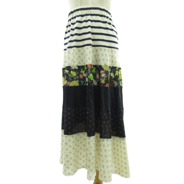 【中古】コムデギャルソン 美品 花がら切替 ロングスカート ストレッチ有り マルチカラー M UL-S002