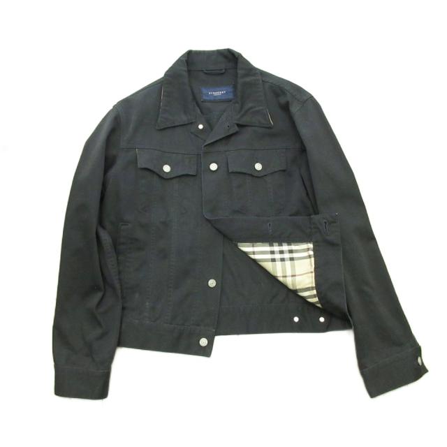 【中古】バーバリー ロンドン BURBERRY LONDON ノバチェック デニムジャケット 黒 ブラック M メンズ