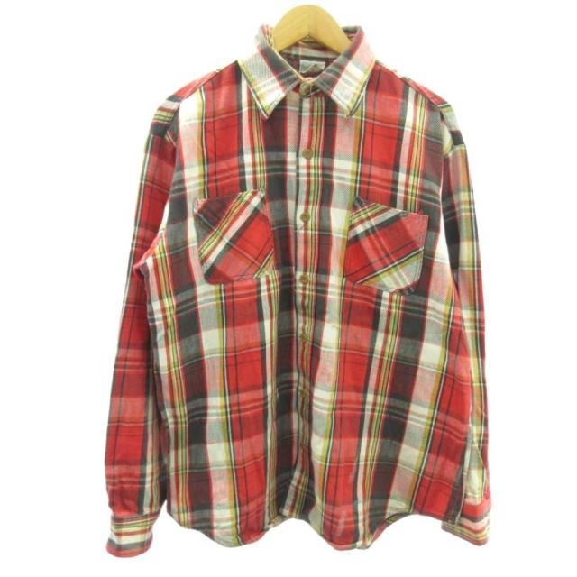 【中古】ビックマック BIGMAC JC Penny ヴィンテージ 70s ヘビネル フランネルシャツ 米国製 USA製 赤 レッド L