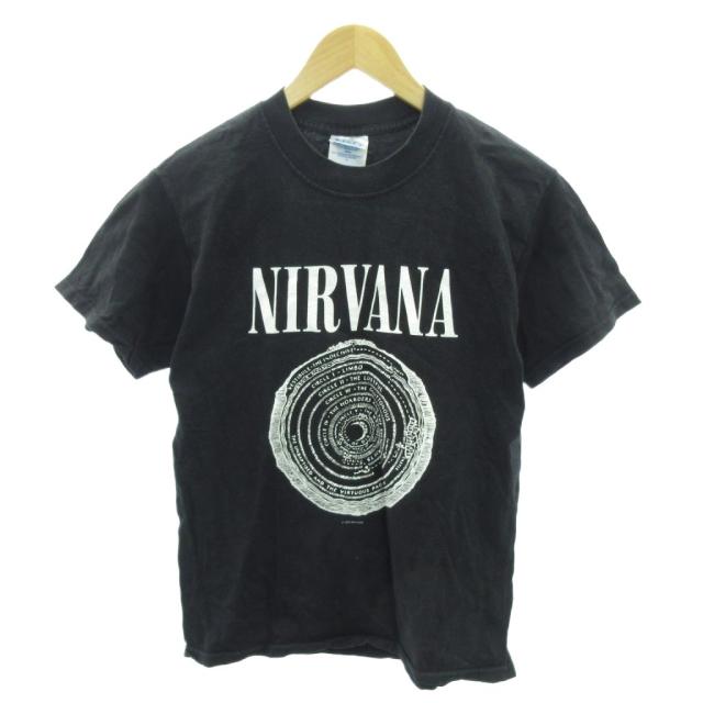 【中古】ヴィンテージ VINTAGE M&Oボディ 00s ニルヴァーナ 地獄の輪 Tシャツ プリント 半袖 S 黒 ブラック 1210