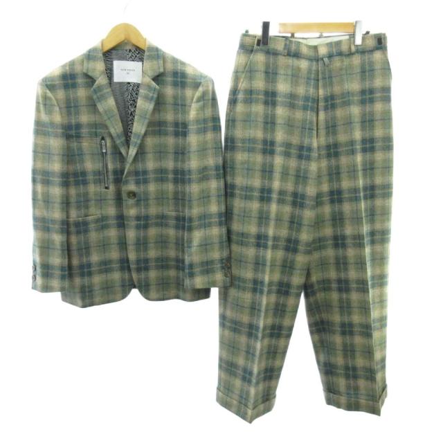 【中古】ニュー・オーダー NEW ORDER シングルスーツ セットアップ テーラードジャケット パンツ 1 緑 ベージュ