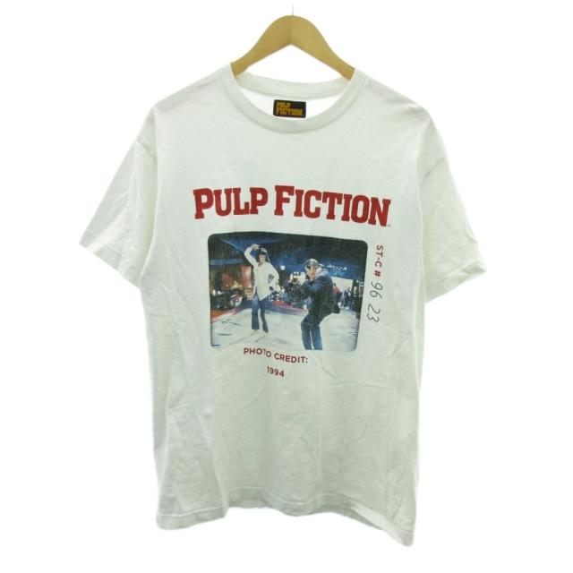 【中古】ワコマリア WACKO MARIA パルプフィクション コラボ ムービー Tシャツ 白 ホワイト 半袖 ｌ メンズ