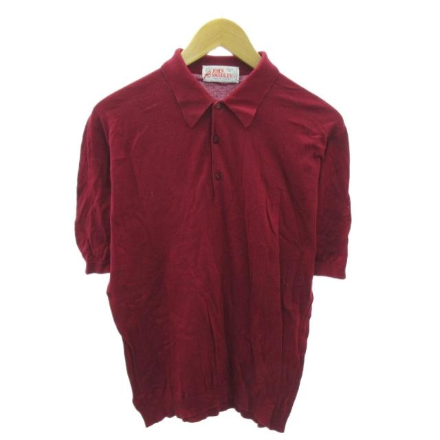 【中古】ジョンスメドレー JOHN SMEDLEY ヴィンテージ ポロシャツ コットン 半袖 英国製 40 紅 ボルドー 1213
