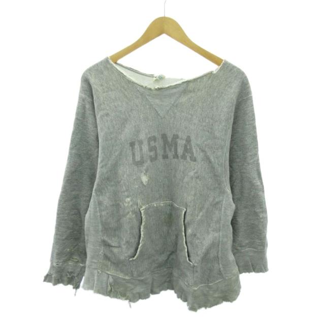 【中古】チャンピオン リバースウィーブ 80s スウェット トレーナー USMA 染み込みプリント L グレー 1206 メンズ