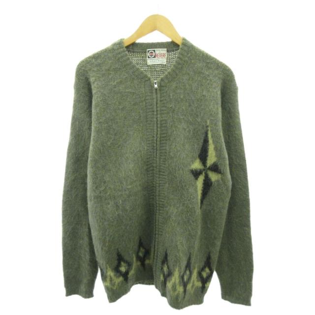 【中古】ヴィンテージ VINTAGE レヴィア REVERE 60s ニット カーディガン モヘア モヘヤ ジップフライ L カーキ