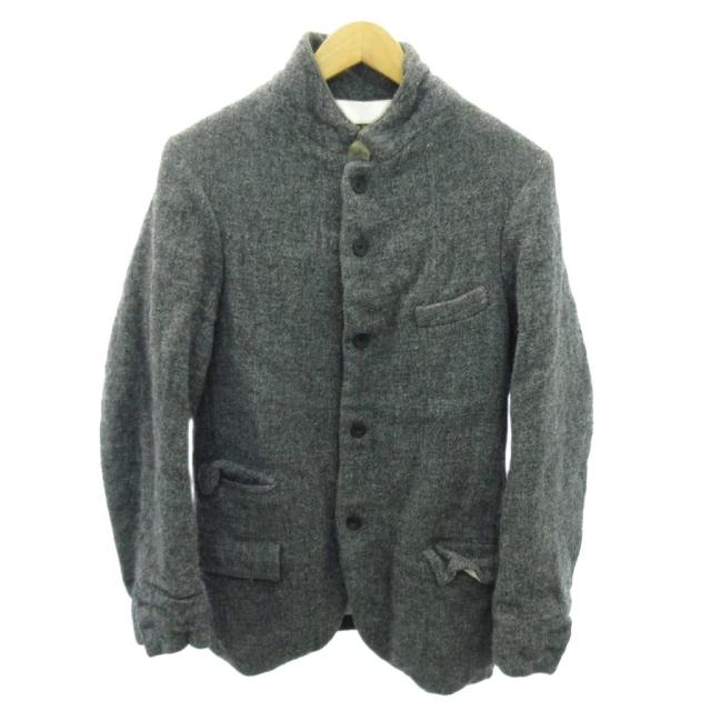 【中古】ポールハーデン Paul Harnden ウールツイード ブレザー ジャケット 縮絨 ショート丈 XXS グレー 1206