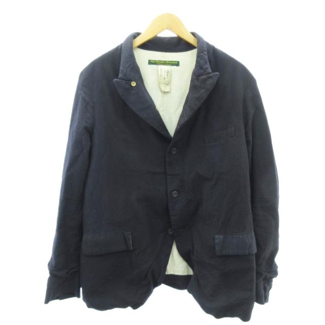【中古】ポールハーデン Paul Harnden ウールツイード ブレザー ジャケット ヘリンボーン 縮絨 アルチザン 約S 紺