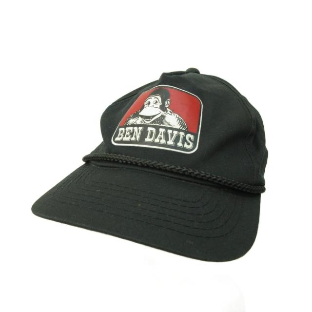 【中古】ベンデイビス BEN DAVIS 90s トラッカーキャップ 帽子 ロゴ 6パネル 黒 ブラック メンズ