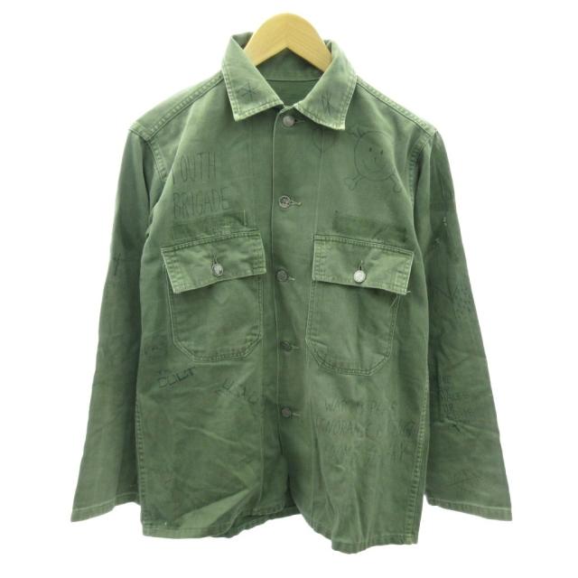 【中古】ヴィンテージ USARMY ミリタリー 50s ユーティリティシャツ 13スター ハンドペイント OG-107 カーキ