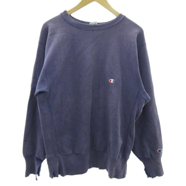 【中古】チャンピオン CHAMPION 90s 刺繍タグ目つき リバースウィーブ トレーナー ボロ 裏起毛 米国製 USA製 L メンズ