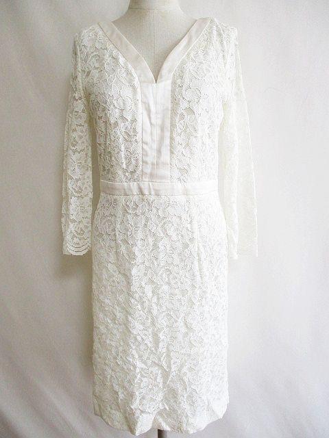 【中古】ダイアンフォンファステンバーグ DIANE von FURSTENBERG ワンピース ドレス レース ミドル 白 0 レディース