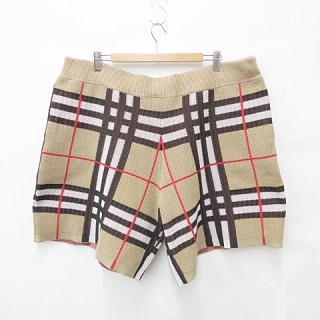 【中古】バーバリー BURBERRY パンツ ショートパンツ ニット チェック ベージュ ブラック ホワイト 黒 赤 白 XXXL メンズ