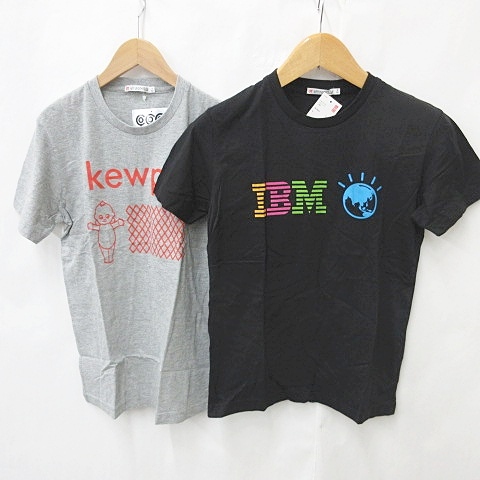 【中古】未使用品 ユニクロ UNIQLO Tシャツ 半袖 2枚 プリント 企業コラボ IBM キューピー ブラック グレー 黒 Sの通販はau ...