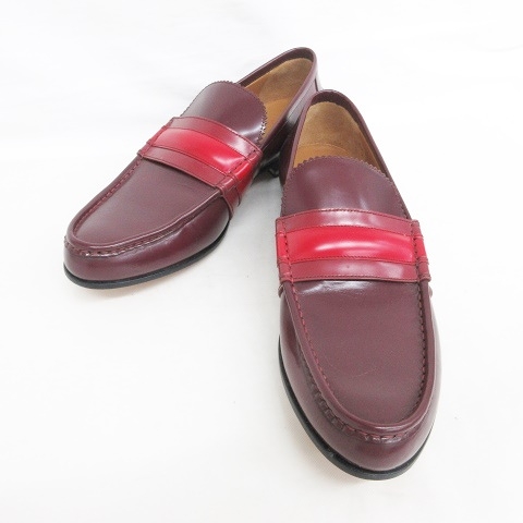 【中古】グッチ GUCCI ロファー ローファー ペニーローファー スリッポン レザー 233489 ボルドー レッド 6 1/2