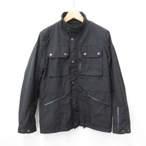 【中古】シーピーカンパニー コート ジップアップ スタンドカラー 比翼 別布 ナイロン 黒 ブラック 50 ☆AA★ メンズ