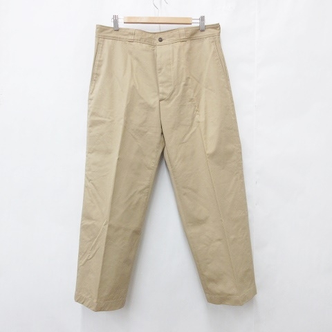 【中古】プラダ PRADA パンツ チノパンツ ワイド ストレート ロング ボタンフライ ベージュ 50 ☆AA★ メンズ