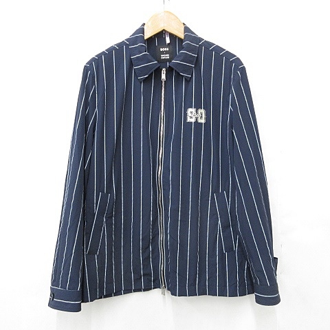【中古】ヒューゴボス HUGO BOSS ×SHOHEI OHTANI ジャケット ジャンバー ストライプ ジップ 紺 ネイビー 42R メンズ