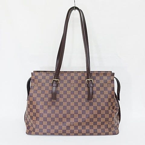 【中古】ルイヴィトン LOUIS VUITTON ダミエ チェルシー トートバッグ ショルダーバッグ エべヌ ブラウン N51119