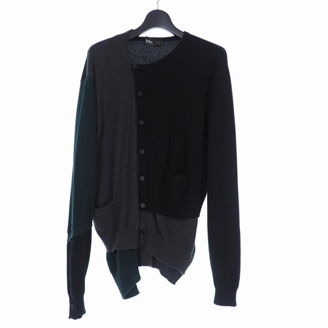 【中古】カラー kolor 19AW カシミヤ カラーブロック ニット カーディガン 3 黒 グレー グリーン 19WCM-N05303