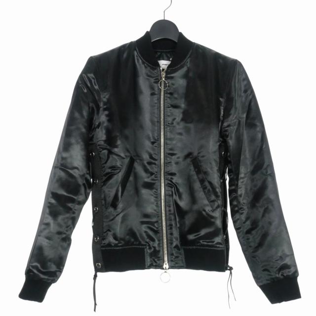 【中古】未使用品 LPD NEW YORK サテン リバーシブル スタッズ MA-1 ボンバージャケット M 黒