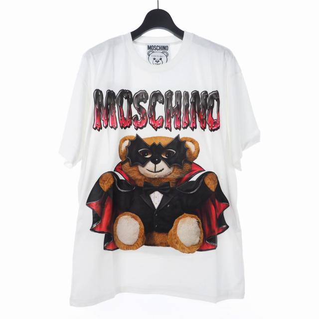 【中古】未使用品 モスキーノ MOSCHINO 20SS バッド テディベア プリント Tシャツ カットソー 半袖 XL ホワイト