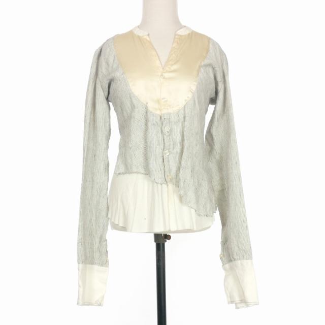 【中古】グレッグローレン GREG LAUREN 再構築 ドッキング ストライプシャツ 長袖 0 マルチカラー レディース