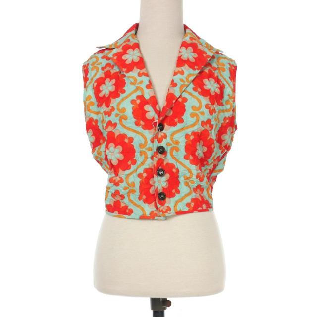 【中古】ディースクエアード DSQUARED2 22SS ショート丈 花柄ベスト ジレ 38 マルチカラー S72NC0989 国内正規