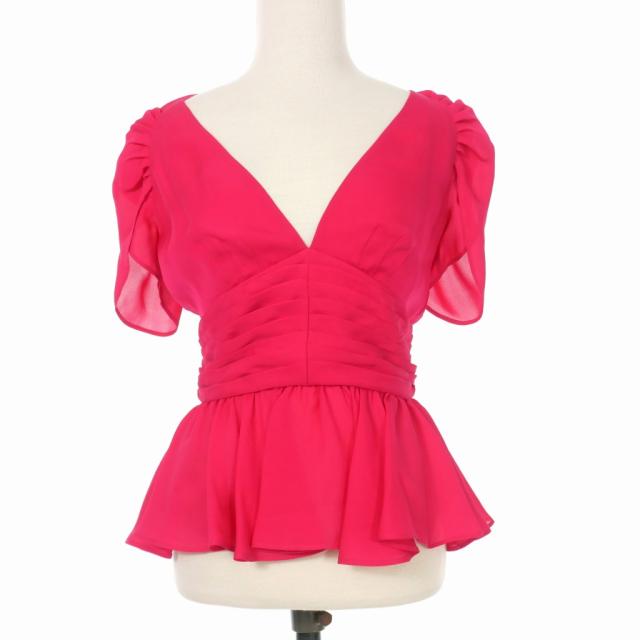 【中古】ディースクエアード DSQUARED2 22SS シアー ギャザーシャツ ブラウス 半袖 38 ピンク S75NC0989 国内正規