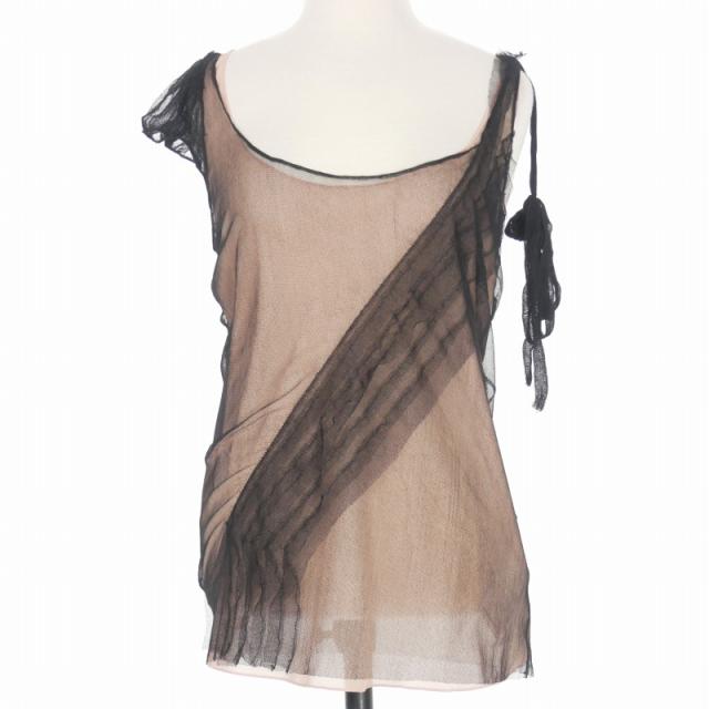 【中古】ディースクエアード DSQUARED2 22SS レイヤード シルクシャツ ブラウス 38 ブラック 黒 S72NC0979 国内正規