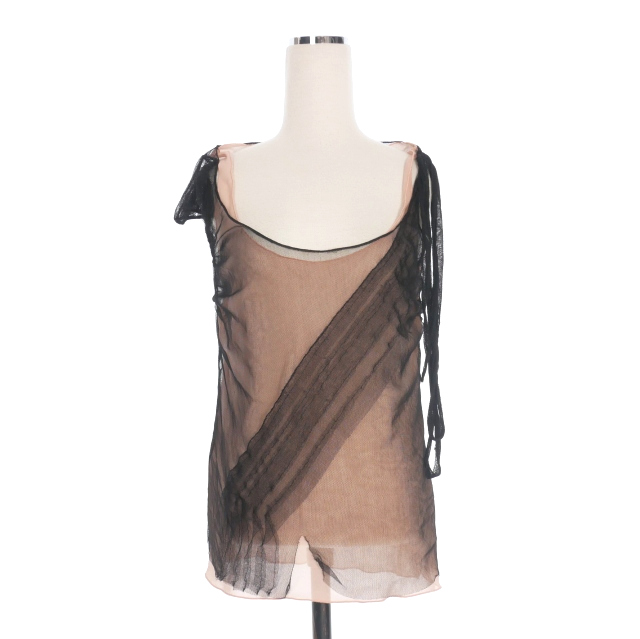 【中古】ディースクエアード DSQUARED2 22SS Asymmetrical Bow Top レイヤード シルクシャツ ブラウス 38