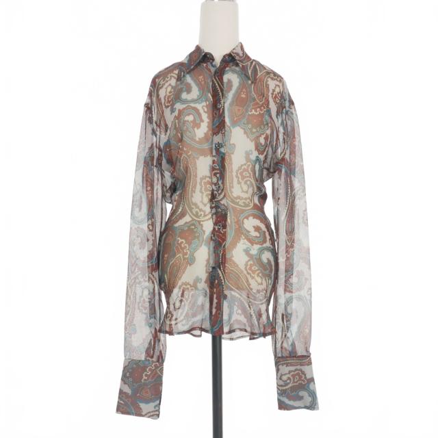 【中古】未使用品 ディースクエアード DSQUARED2 22AW シースルーシャツ ブラウス 長袖 38 レッド 赤 S72DL0711