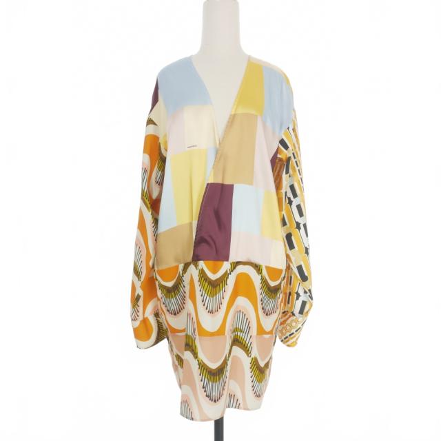 【中古】未使用品 ディースクエアード DSQUARED2 22AW 総柄 チュニック シャツ ブラウス 長袖 38 マルチカラー