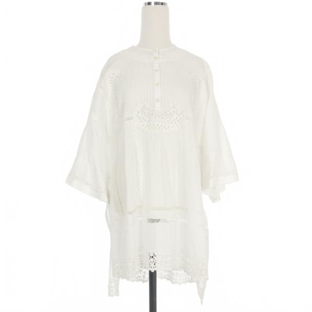 【中古】未使用品 ディースクエアード DSQUARED2 22AW レース シャツワンピース ドレス 半袖 36 白 ホワイト